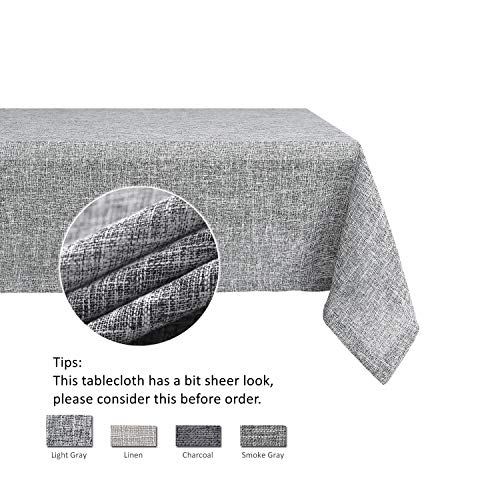 maxmill Flaxy Faux Linen Tablecloth with 2-Tone Slubby Texture Wrinkle Free Anti-Shrink Soft Table Cloth for Kitchen Dining Tabletop for Outdoor and Indoor Use Rectangle 60 x 84 Inch Light Grey