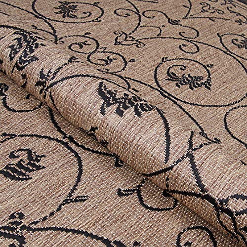 Couristan Recife Veranda 5-Feet 3-Inch by 7-Feet 6-Inch Rug, Cocoa and Black