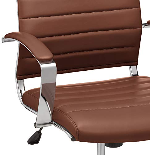 Amazon Basics High-Back Executive Swivel Office Desk Chair with Ribbed Puresoft Upholstery - Brick Red, Lumbar Support, Modern Style