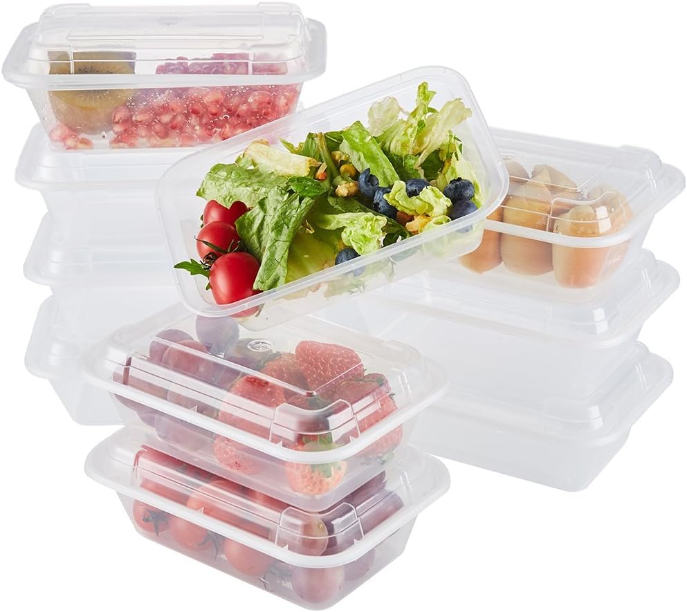 NutriBox [40 Value Pack] single one compartment 24 OZ Meal Prep Plastic Food Storage Containers - BPA Free Reusable Lunch Bento Box with Lids - Spill proof,Microwave, Dishwasher and Freezer Safe