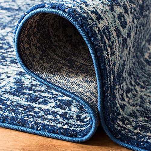 SAFAVIEH Evoke Collection 8' x 10' Navy/Ivory EVK256A Oriental Distressed Non-Shedding Living Room Bedroom Dining Home Office Area Rug