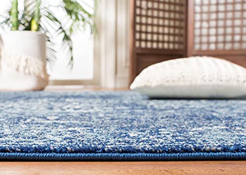 SAFAVIEH Evoke Collection 8' x 10' Navy/Ivory EVK256A Oriental Distressed Non-Shedding Living Room Bedroom Dining Home Office Area Rug