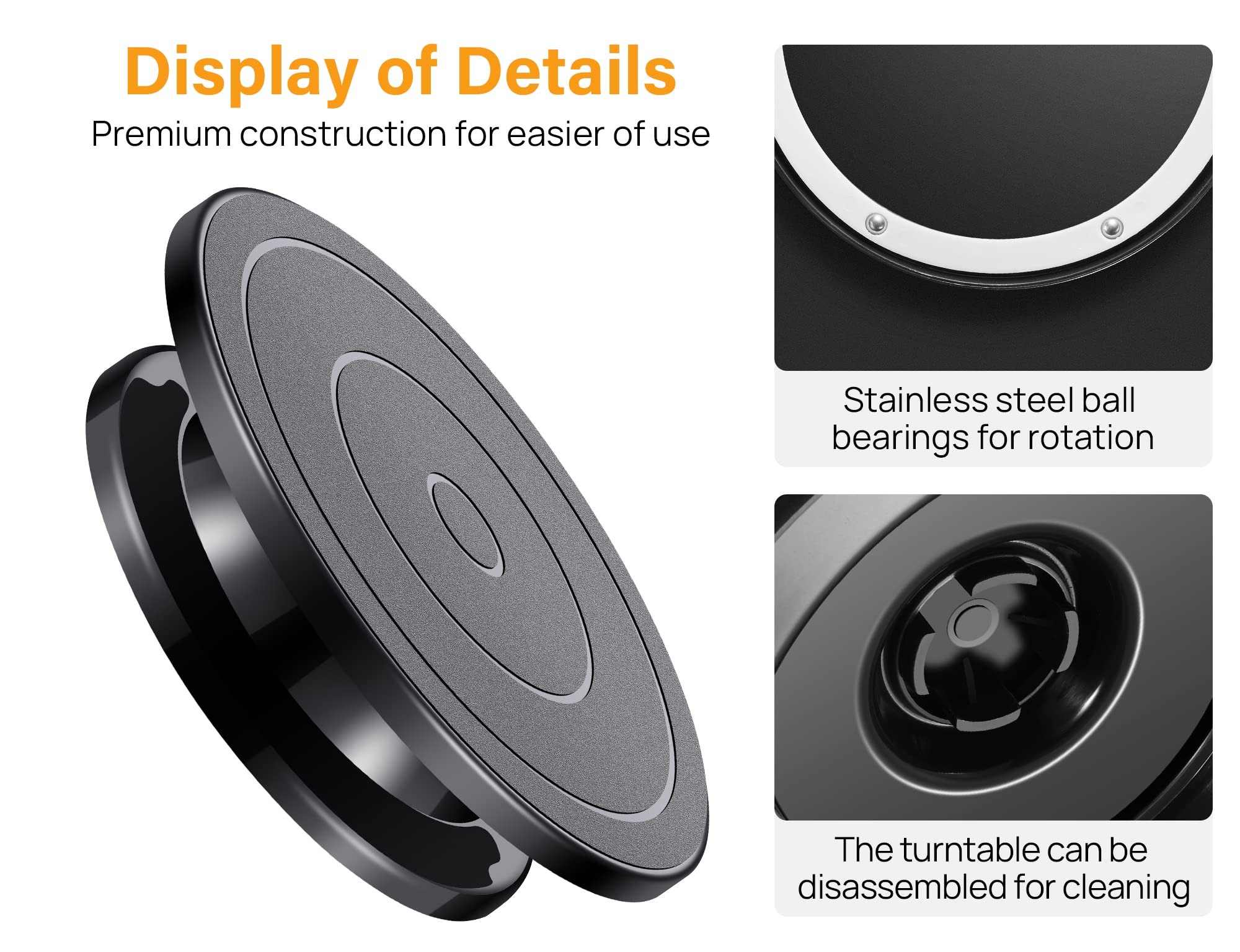 Kootek 11 Inch Rotate Turntable Sculpting Wheel Revolving Cake Turntable Black Painting Turn Table Lightweight Stand for Paint Spraying Spinner, Cake Decorating, Displaying Item