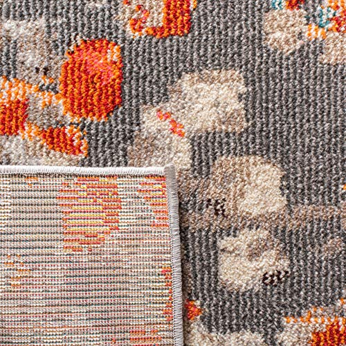 SAFAVIEH Madison Collection 8' x 10' Grey/Orange MAD425H Boho Abstract Distressed Non-Shedding Living Room Bedroom Dining Home Office Area Rug