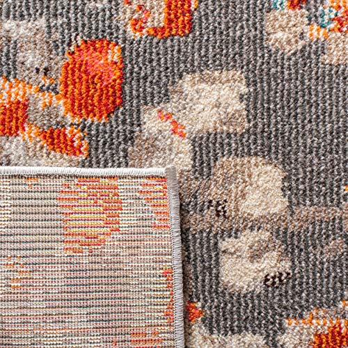 SAFAVIEH Madison Collection 8' x 10' Grey/Orange MAD425H Boho Abstract Distressed Non-Shedding Living Room Bedroom Dining Home Office Area Rug