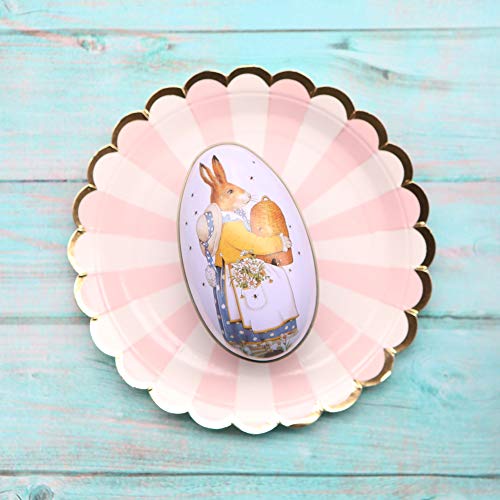 Winterworm 6pcs Creative Cute Tin Bunny Chick Printing Alloy Metal Easter Eggs Shaped Candy Box Holder