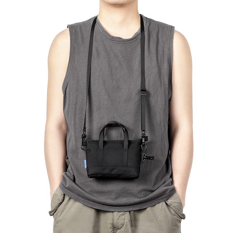 Amazing Pick (Black) Mini Tote Bag for Men Women Small Shoulder Crossbody Cell Phone Bag with Adjustable Shoulder Strap
