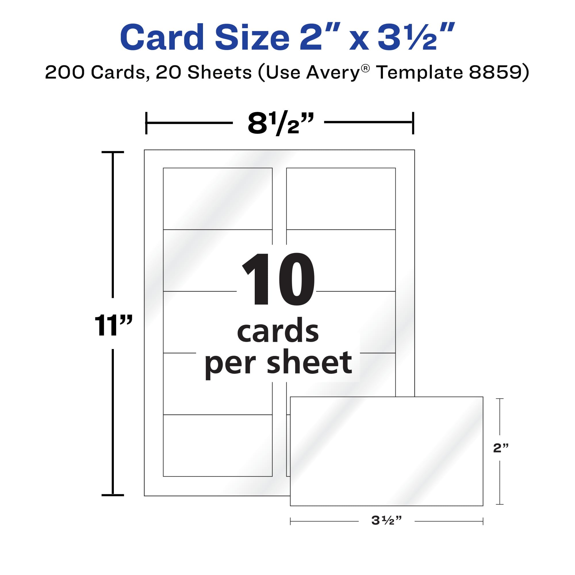 Avery Clean Edge Printable Business Cards with Sure Feed Technology, 2" x 3.5", Glossy White, 200 Blank Cards for Inkjet Printers (8859)