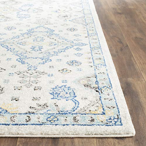 SAFAVIEH Evoke Collection 6'7" x 9' Ivory / Light Blue EVK224C Boho Oriental Non-Shedding Living Room Bedroom Dining Home Office Area Rug