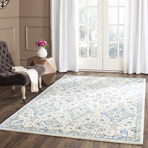 SAFAVIEH Evoke Collection 6'7" x 9' Ivory / Light Blue EVK224C Boho Oriental Non-Shedding Living Room Bedroom Dining Home Office Area Rug