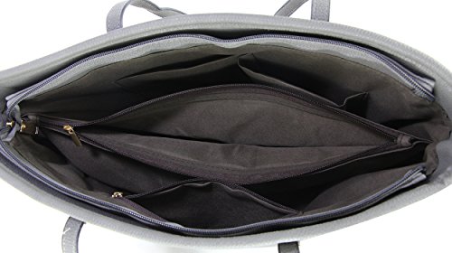 Simple Solid Color Pu Leather Top Handle Satchel Handbags for Women Shoulder Bags(Grey)