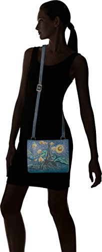Anna by Anuschka womens Anna Anuschka, Handpainted Leather Medium Saddle Crossbody-love in Paris Cross Body Handbag, Love Paris, One Size US