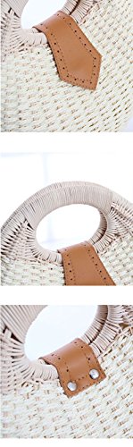 TONWHAR® Lady's Stylish Shell Shape Straw Tote Handbag Rattan Beach Bag (White)
