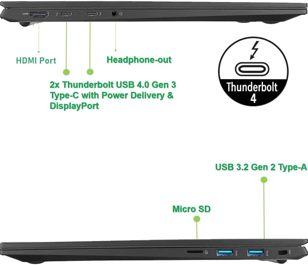 LG Lightweight Gram 16” (2560 x 1600) Laptop, Intel 12th Gen Core i7 1260P(12 cores) Evo™ Platform, Windows 11 Home, Black W/HDMI Cable (16GB RAM | 1 TB PCle SDD)