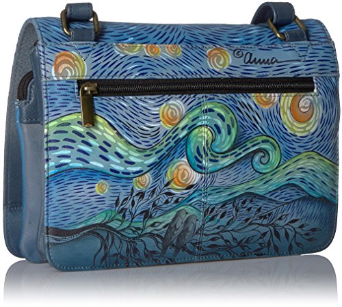 Anna by Anuschka womens Anna Anuschka, Handpainted Leather Medium Saddle Crossbody-love in Paris Cross Body Handbag, Love Paris, One Size US