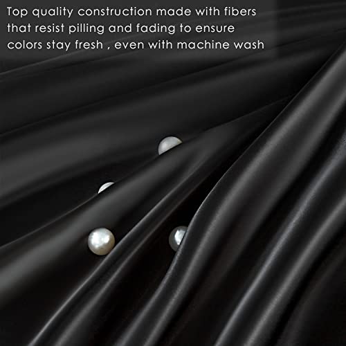 Koreyoshi 4 Pcs Satin Sheets - Luxury Silk Silky Super Soft Extra deep Pocket King Sheet Sets - Wrinkle & Fade Free - Fitted Sheet, Flat Sheet, Pillow Cases (Black, California King)