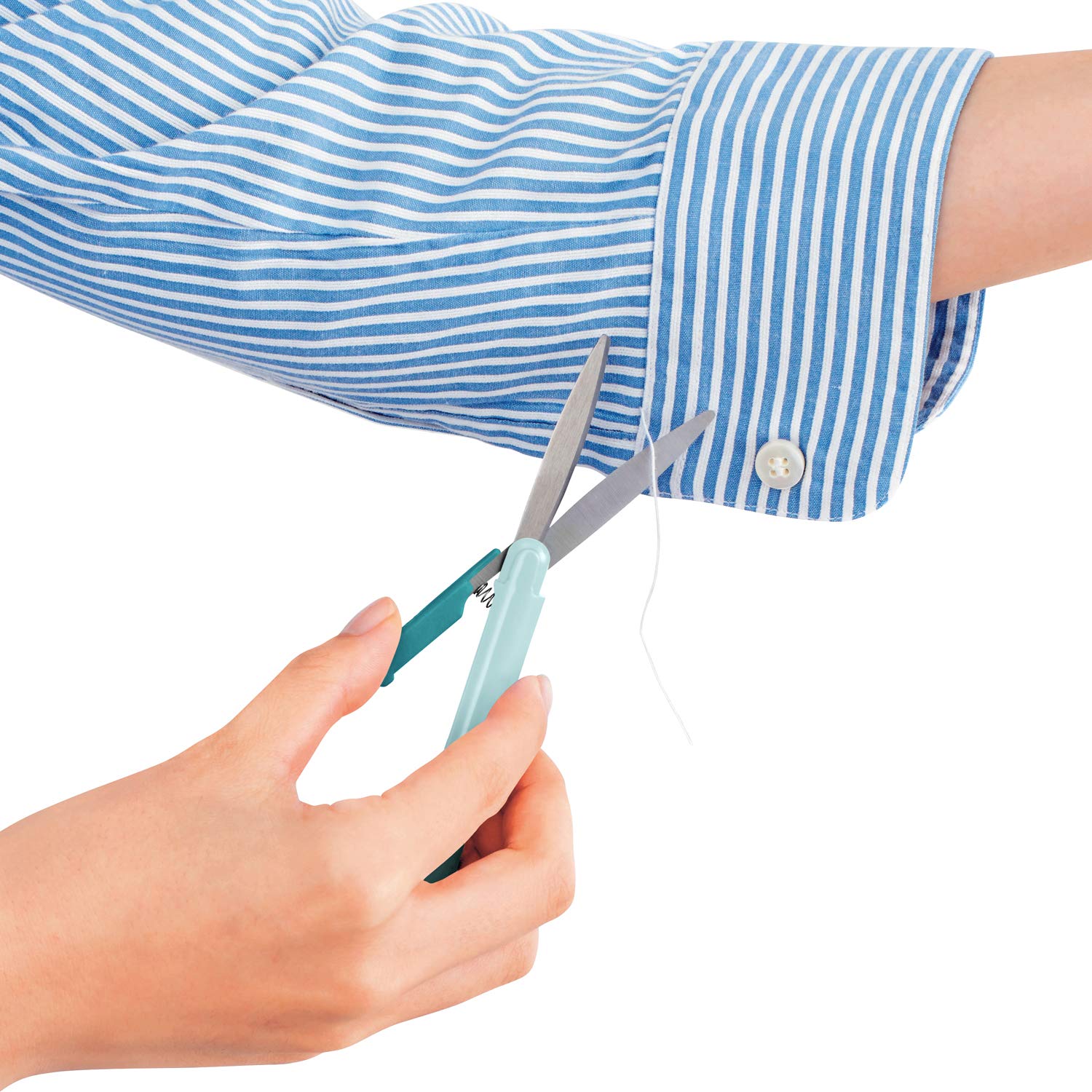 Plus Pen Style Non Stick Compact TSA Twiggy Scissors with Cover Turquoise