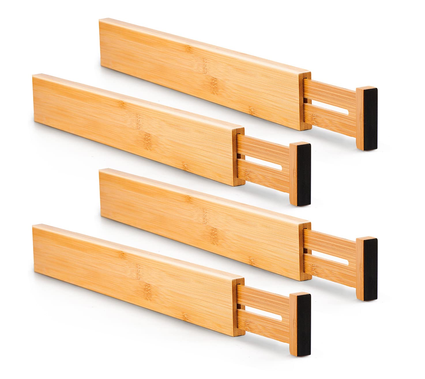 Utoplike 4 Pack Bamboo Kitchen Drawer Dividers and Bamboo Kitchen Knife Drawer Organizer Set