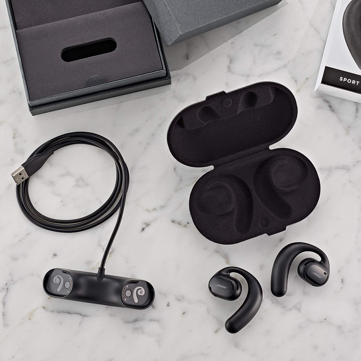 Bose Sport Open Earbuds β True Wireless Open Ear Headphones - Sweat Resistant for Running, Walking and Workouts, Black