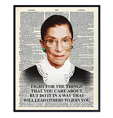 Ruth Bader Ginsburg Wall Art Print - Inspirational Quote Dictionary Home Decor Picture - Upcycled Motivational Decoration for Office, Living Room, Apartment - Gift for RBG Fans - 8x10 Poster
