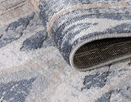 Unique Loom Portland Collection Southwestern Inspired Striped Tone Area Rug, 7 ft x 10 ft, Navy Blue/Tan