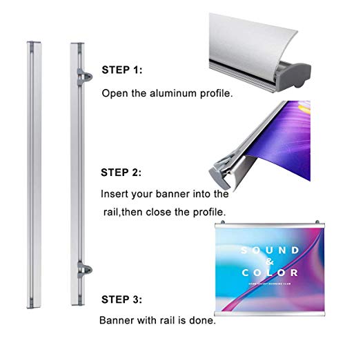 Banner Hanger Poster Rails Wall Hanger Aluminum Material,for Photo Picture Canvas Painting Artwork,Matt Silver(36 inches Wide)