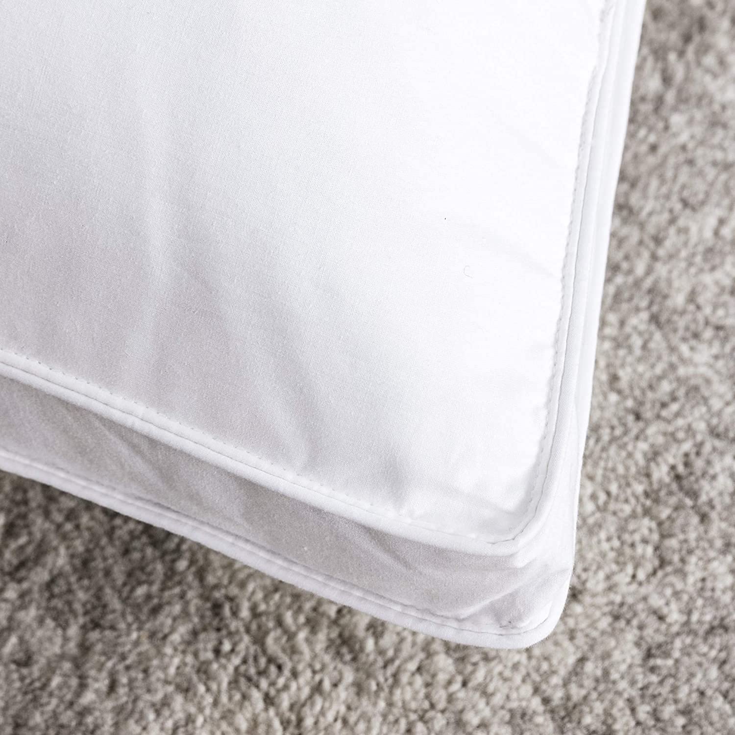 puredown® Goose Feather Down Pillow Gusseted Bed Pillows for Sleeping 100% Cotton Shell Set of 2 Standard Size