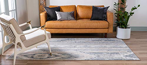 Unique Loom Portland Collection Southwestern Inspired Striped Tone Area Rug, 7 ft x 10 ft, Navy Blue/Tan