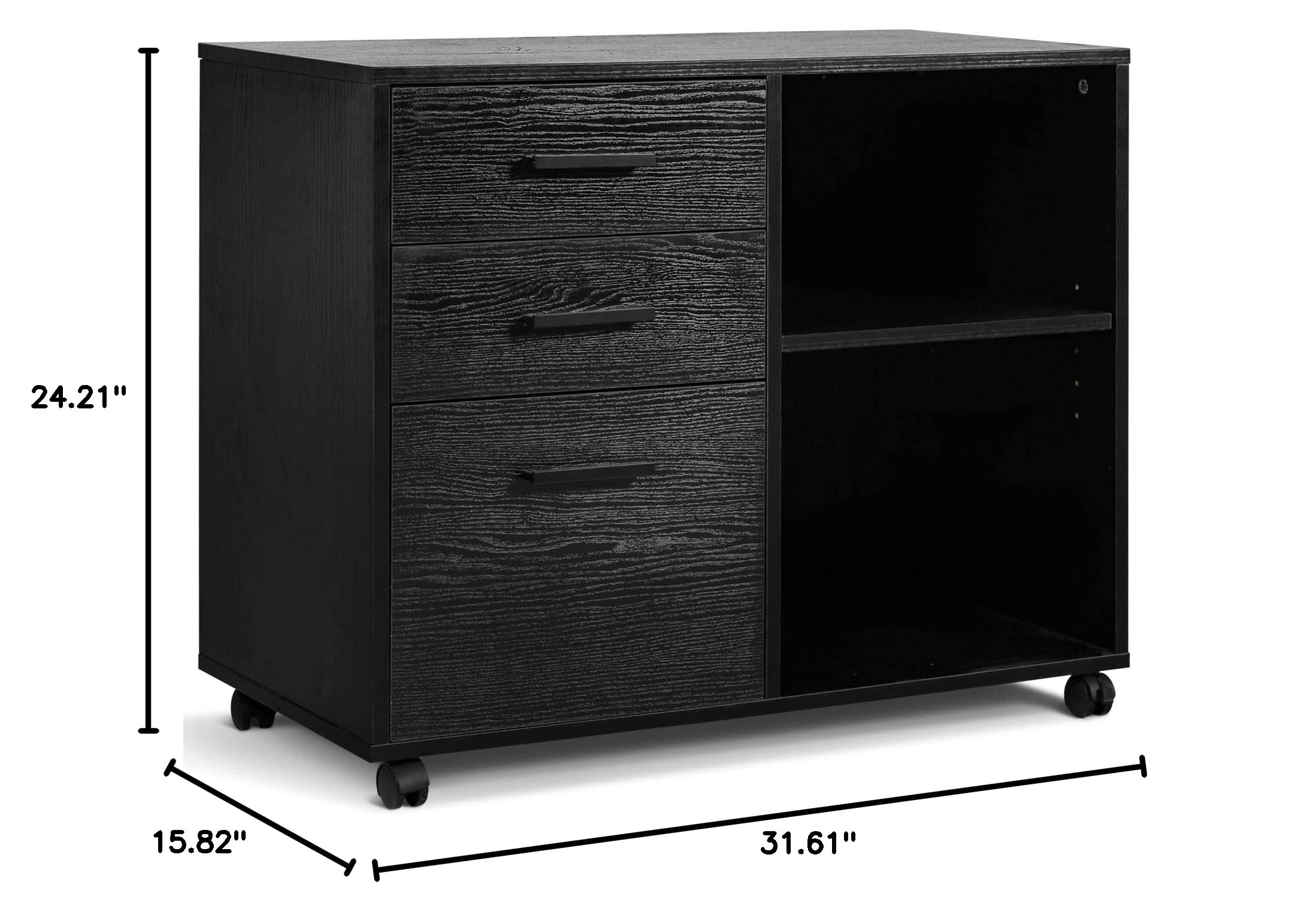 Hrooarem Lateral File Cabinet, Large Capacity Printer Stand with File Cabinet, Rolling File Cabinet for Home Office, Mobile Printer Filing Stand, CI-WJG-2021-BR002