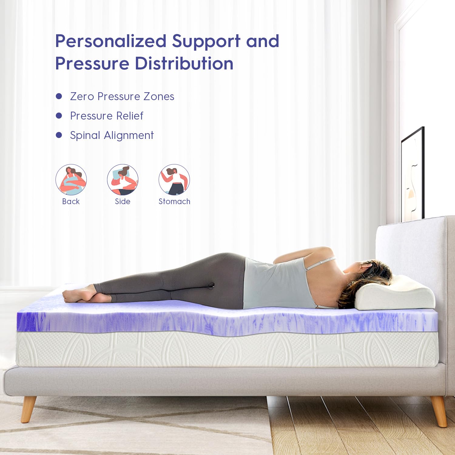 ELEMUSE 3 Inch Ventilated Design Memory Foam California King Mattress Topper,Cooling Gel Infused Swirl Foam Pad for Pressure Relief Back Pain,Bed Topper for Body Support, CertiPUR-US Certified
