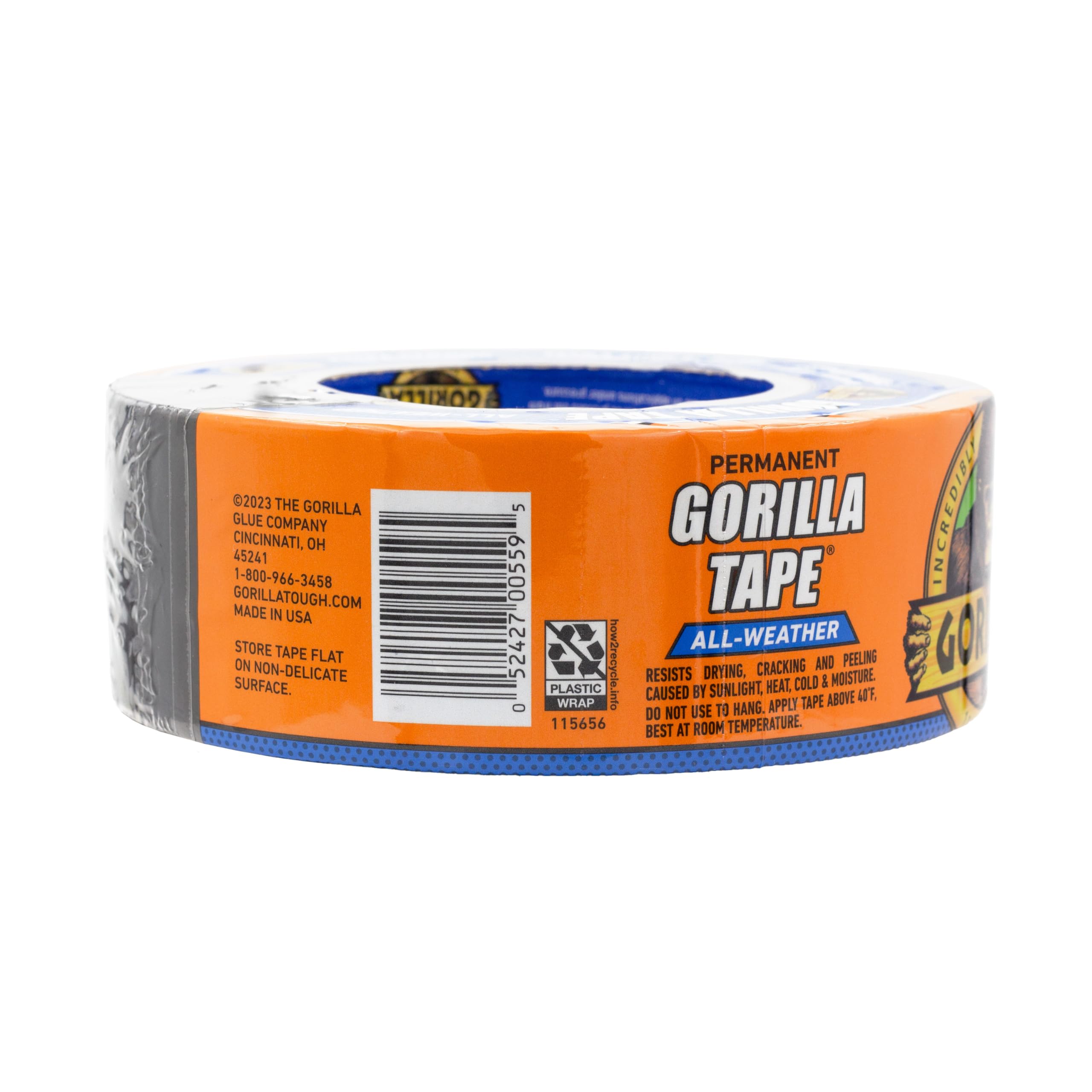 Gorilla All Weather Outdoor Waterproof Duct Tape, UV and Temperature Resistant, 1.88" x 25 yd, Black, (Pack of 1)