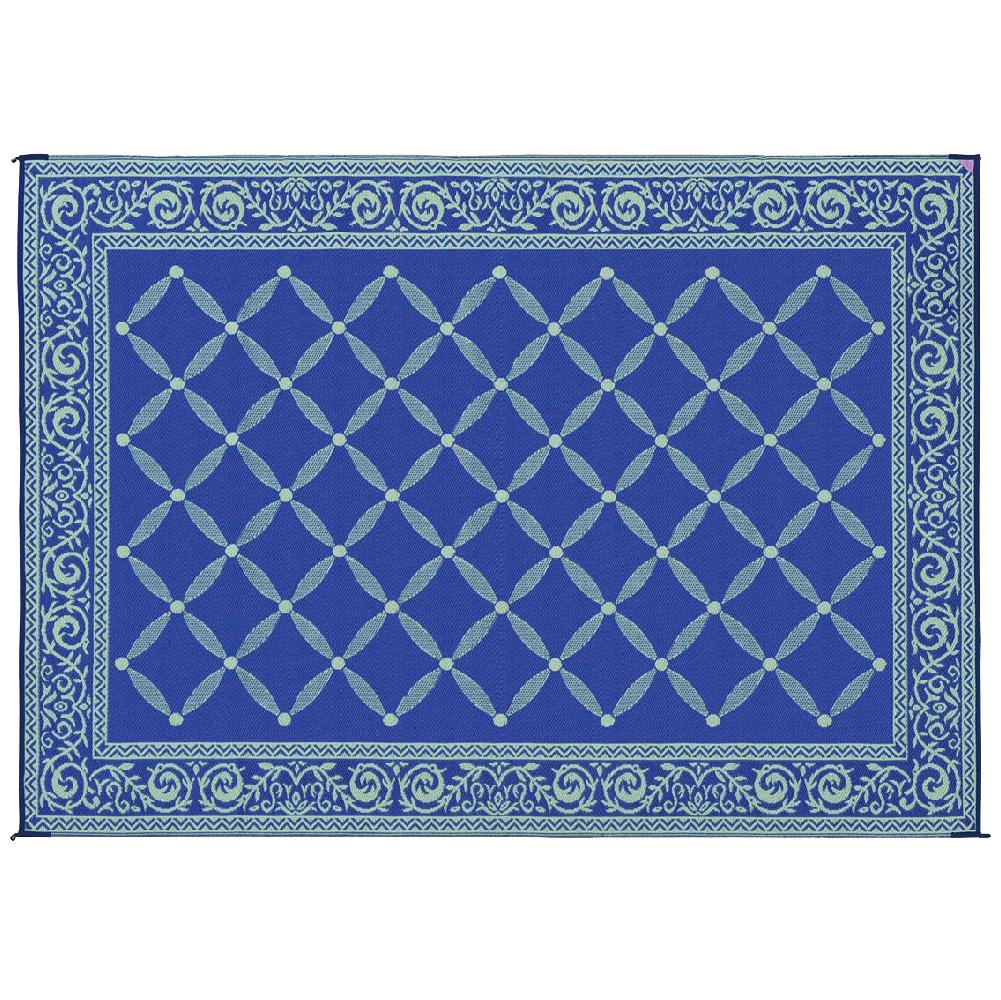 Stylish Camping 119123 9-feet by 12-feet Reversible Mat, Plastic Straw Rug, Large Floor Mat for Outdoors, RV, Patio, Backyard, Picnic, Beach, Camping (Blue/Light-Green)