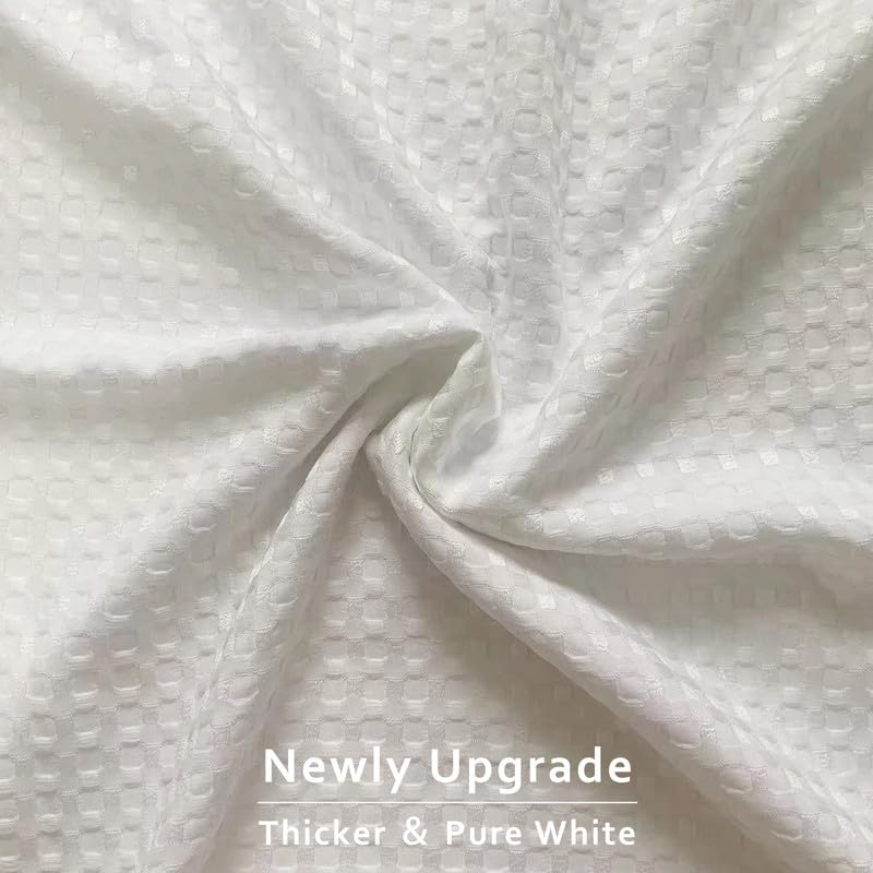 MIYE Pleated Waffle Weave Bed Skirt, Tailored Dust Ruffle 14 Inch Drop Easy Fit, Machine Washable (White, Queen - 14" Drop)