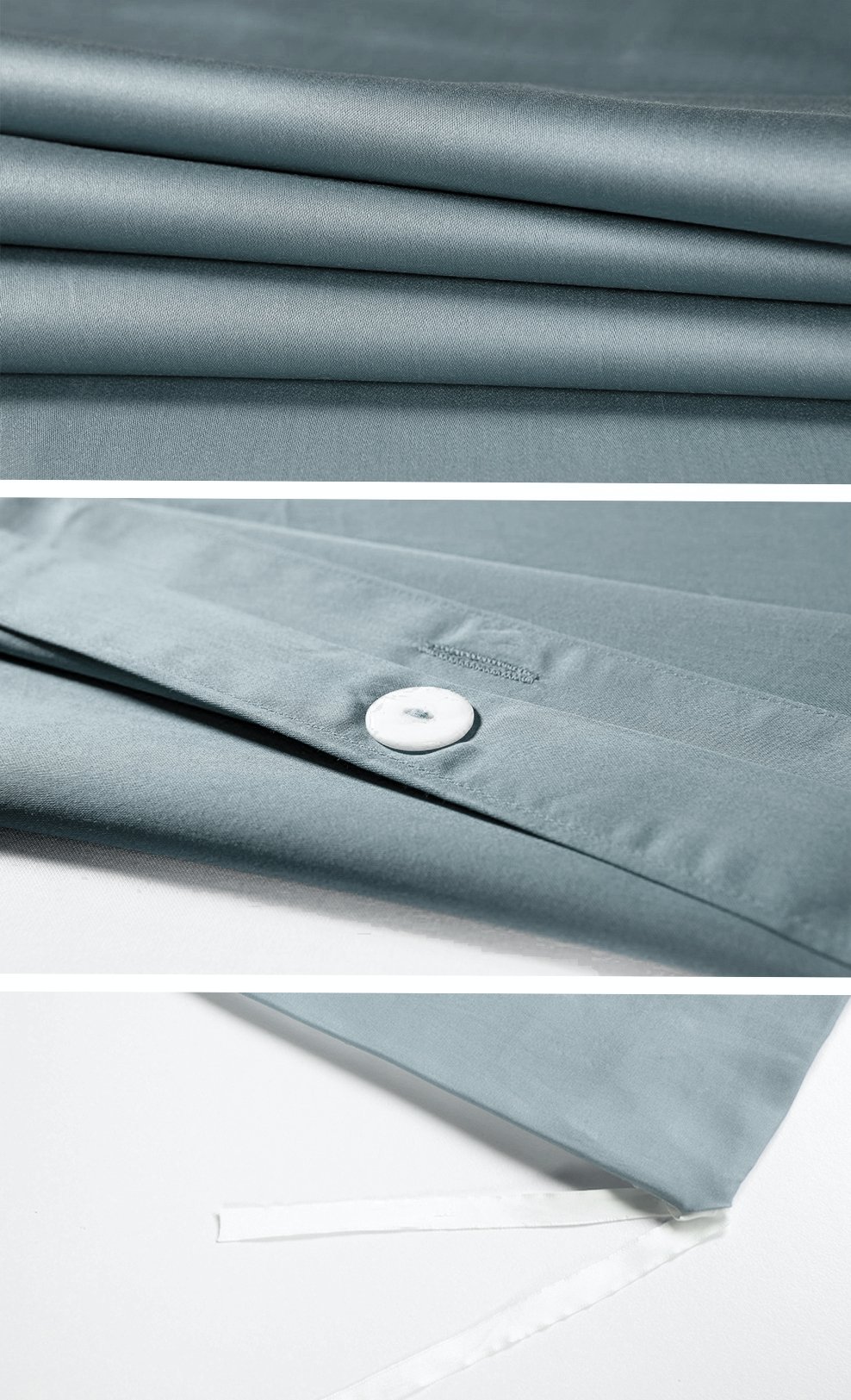 Solid Color Egyptian Cotton Duvet Cover Luxury Bedding Set High Thread Count Long Staple Sateen Weave Silky Soft Breathable Pima Quality Bed Linen (Queen, Stormy Sea)
