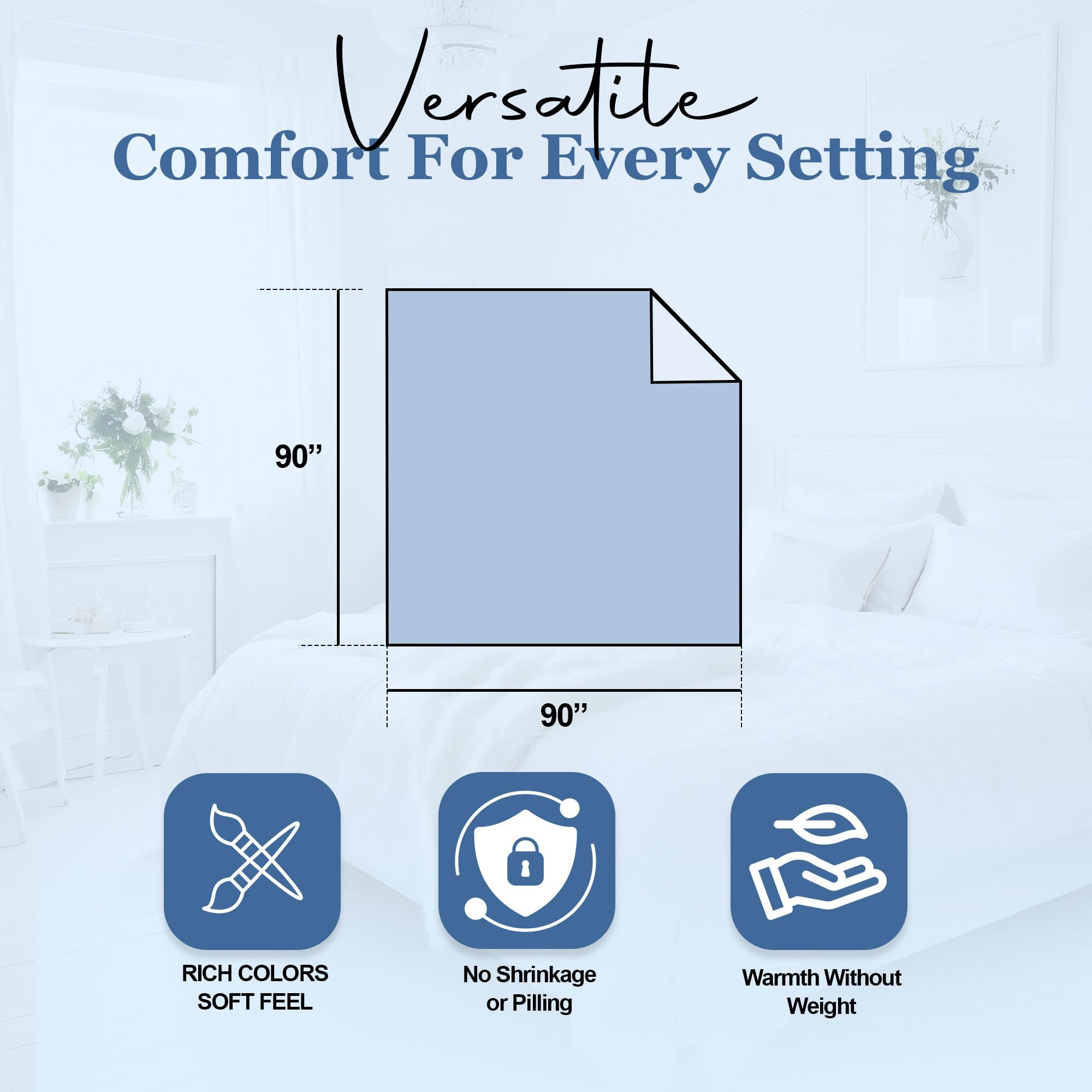 Thermee Micro Flannel California King-Size Sheet Set, Machine Wash-Dry, No Pilling, 18" Deep Pocket, 2 King Pillowcases, Blue Spruce