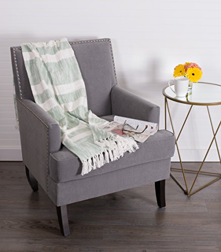 DII Mid-Century Modern Slub Stripe Woven Throw, Mint, 50x60