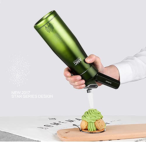 Professional Whipper Maker, Aluminum Whipped Dispenser & 2 Holders with 3 Decorating Nnozzles Leak Proof-use 8 Gram Cream Chargers,1 Pint, 500ml(Not Included)