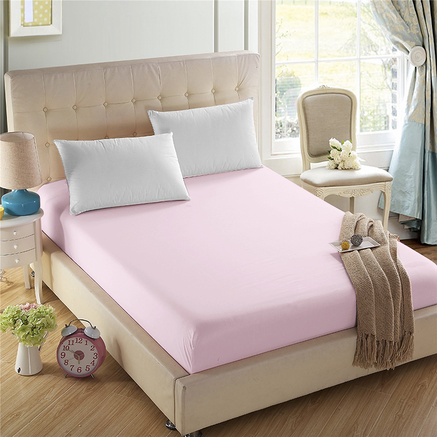 4U'LIFE 2-Pack Fitted Sheets,Prime 1800 Series, Ultra Soft & Comfortable, Double Brushed Microfiber, (Pink, 2-Pack Twin)