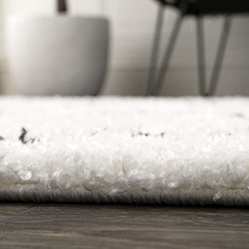 JONATHAN Y MOH405A-3 Catala Moroccan Diamond Shag Indoor Area-Rug Bohemian Geometric Modern Glam Easy-Cleaning Bedroom Kitchen Living Room Non Shedding, 3 X 5, White/Black