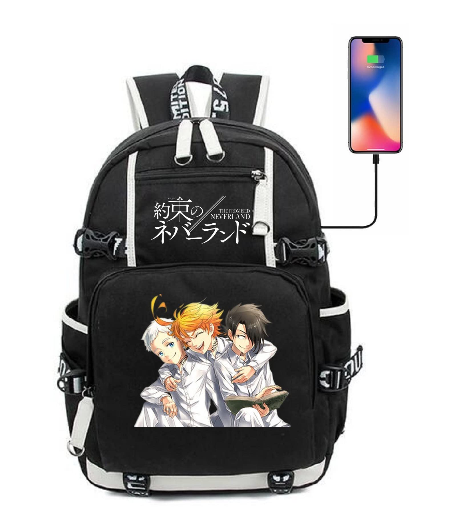 ISaikoy Anime The Promised Neverland Backpack Bookbag Laptop Bag Shoulder Bag Daypack School Bag 11