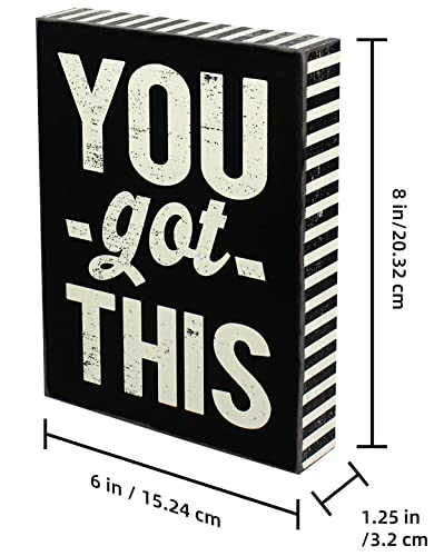 SANY DAYO HOME You Got This 6 x 8 inches Inspirational Wood Box Signs, Wall and Office Desk Decor for Women