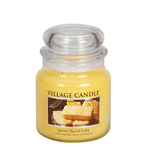 Village Candle Lemon Pound Cake 16 oz Glass Jar Scented Candle, Medium