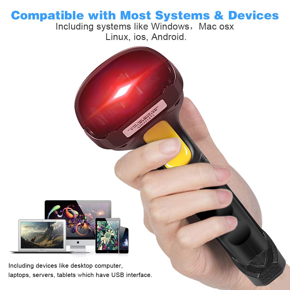Barcode Scanner Wireless, Basecent USB Quick Laser Barcode Scanner Reader (Lector De Codigo De Barras), Handheld Barcode Reader Scanner for Library Book, Warehouse Inventory, Store