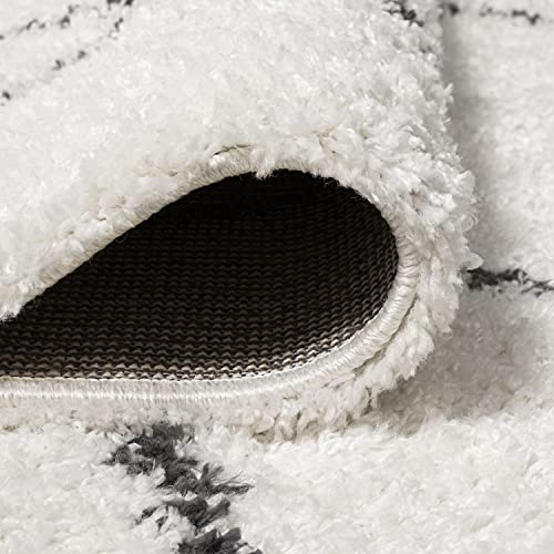 JONATHAN Y MOH405A-3 Catala Moroccan Diamond Shag Indoor Area-Rug Bohemian Geometric Modern Glam Easy-Cleaning Bedroom Kitchen Living Room Non Shedding, 3 X 5, White/Black