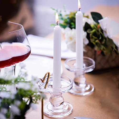 LANKER 18 Pack Taper Candles β 8 Inch Dripless Unscented Smokeless Candles β 6.5 Hours Burning Time - Decoration for Wedding, Churches, Dinner, Halloween and Christmas (White)