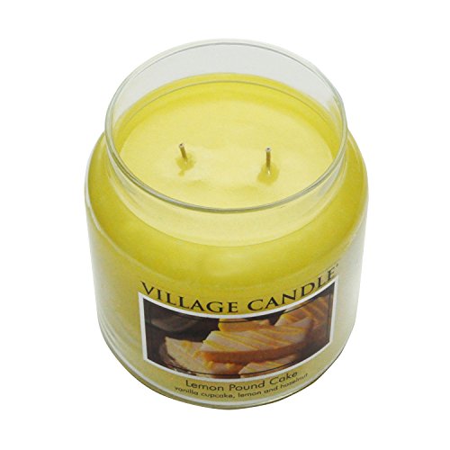 Village Candle Lemon Pound Cake 16 oz Glass Jar Scented Candle, Medium