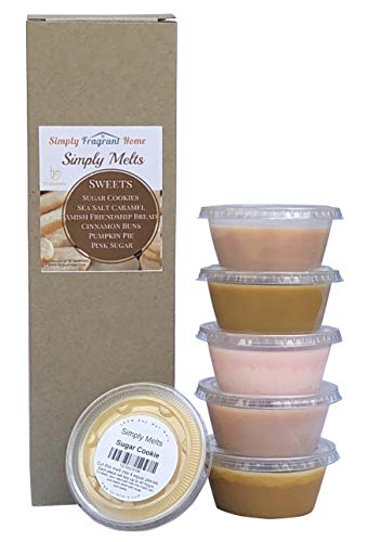 Scented Wax Melts Variety Pack - Hand Poured Natural Soy Candle Wax Melts for Warmers, 6 Resealable Cups (2.2 Ounces Each, 13.2 Ounces Total),Up to 40 Hours of Scent Throw Per Quarter Cup (Sweets)