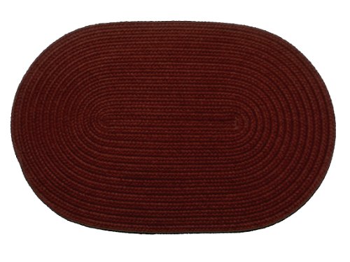 Solid polypropylene Oval Braided Rug, 2 by 3-feet, Burgundy