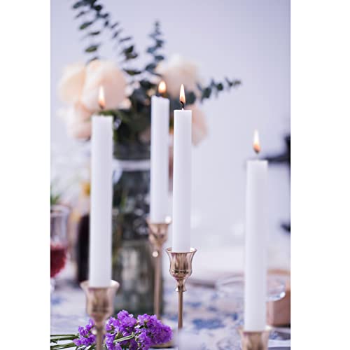 LANKER 18 Pack Taper Candles β 8 Inch Dripless Unscented Smokeless Candles β 6.5 Hours Burning Time - Decoration for Wedding, Churches, Dinner, Halloween and Christmas (White)