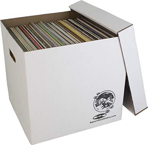 12" Vinyl Record Storage Box - Sturdy Cardboard with Removable Lid - Holds up to 90 Records or Laser Discs - 1 Box #12BC13